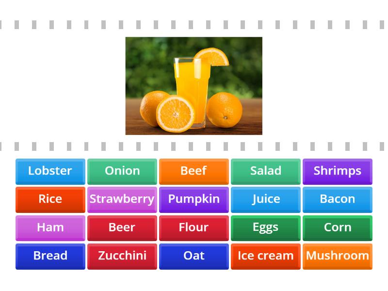 Food vocabulary practice - Find the match