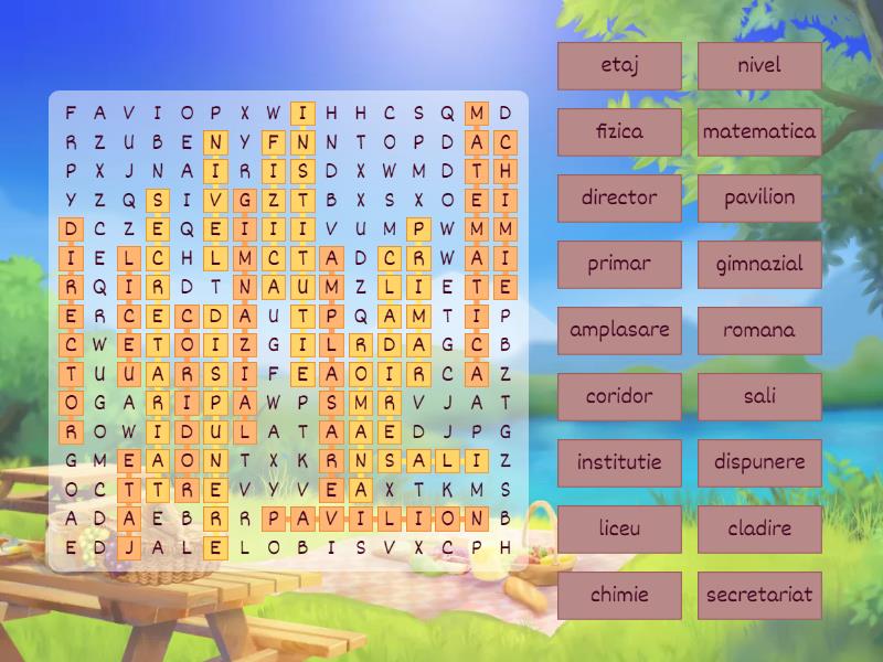 planul scolii 2 - Wordsearch