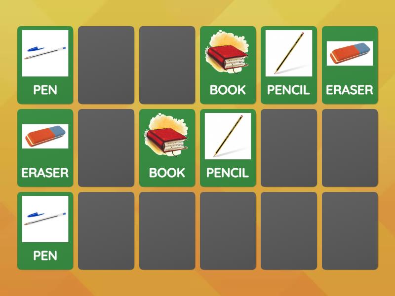 SCHOOL OBJECTS - Matching pairs