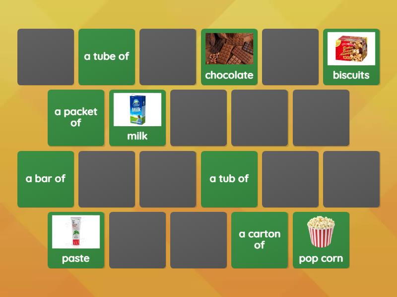 Food Containers/ Match the pairs; - Matching pairs