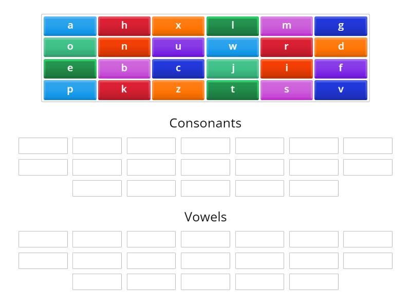 Consonant and Vowel Discrimination - Ordenar por grupo