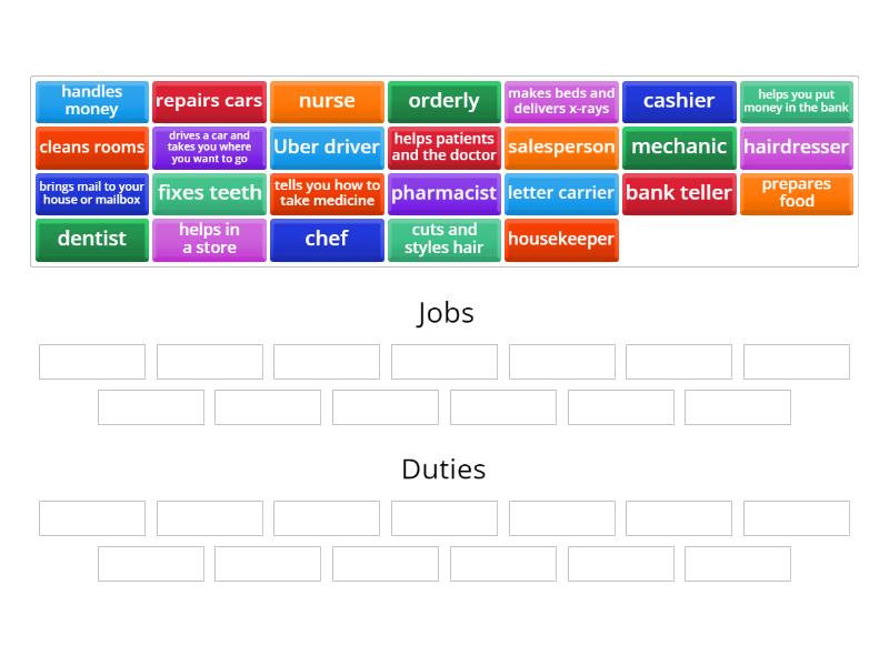 Jobs and Duties - Group sort