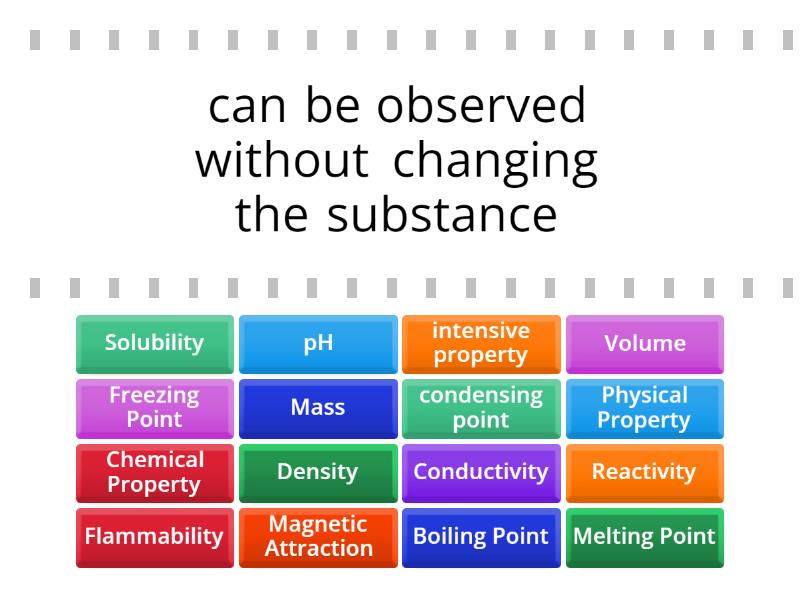 Definitions: Properties of Matter - Find the match