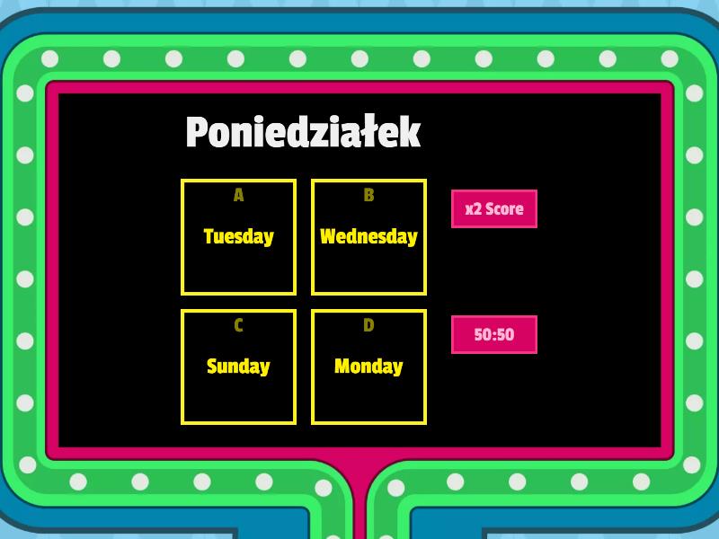 Days of the week bonus round - Gameshow quiz