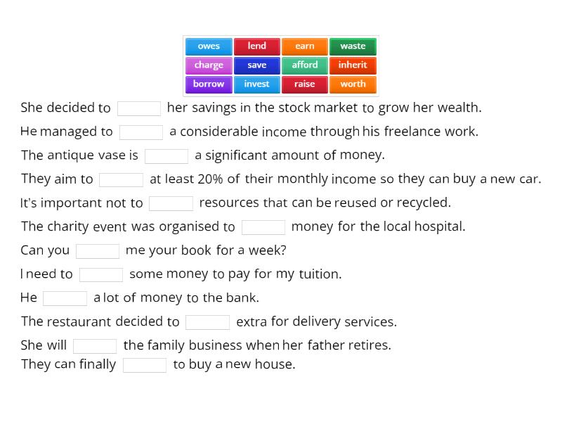 money - intermediate - Complete the sentence