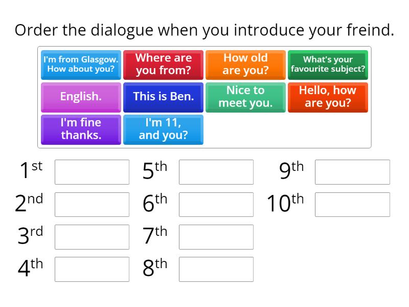 Greetings and Introduction - Rank order