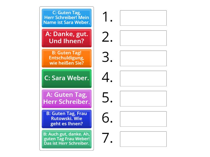 Dialoge - sich vorstellen II - Rank order