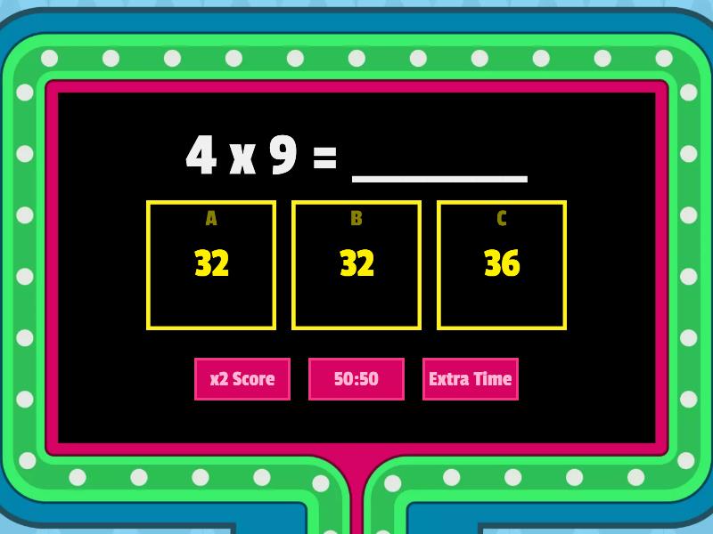 Multiplication x 4 - Gameshow quiz