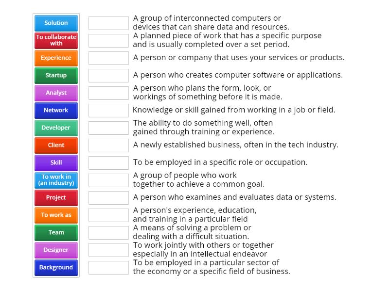 Matching Exercise - Match up