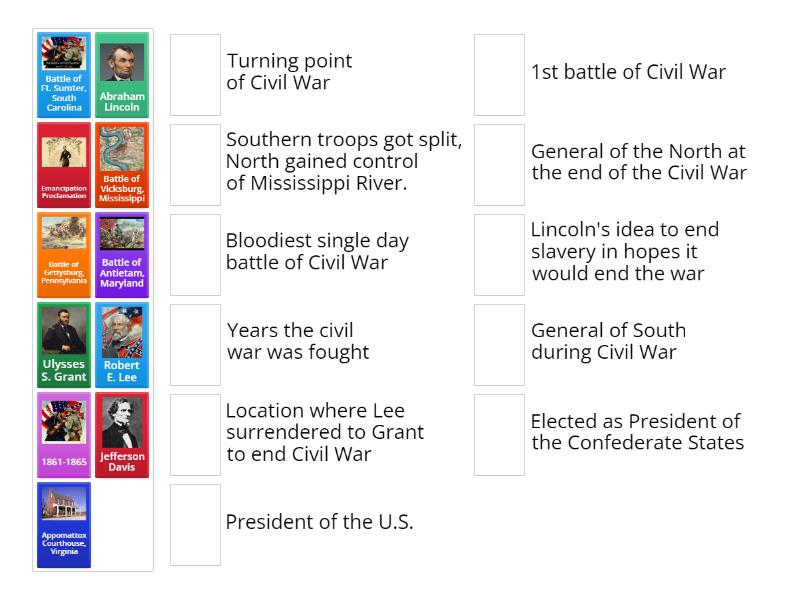 Civil War Matching - Match up