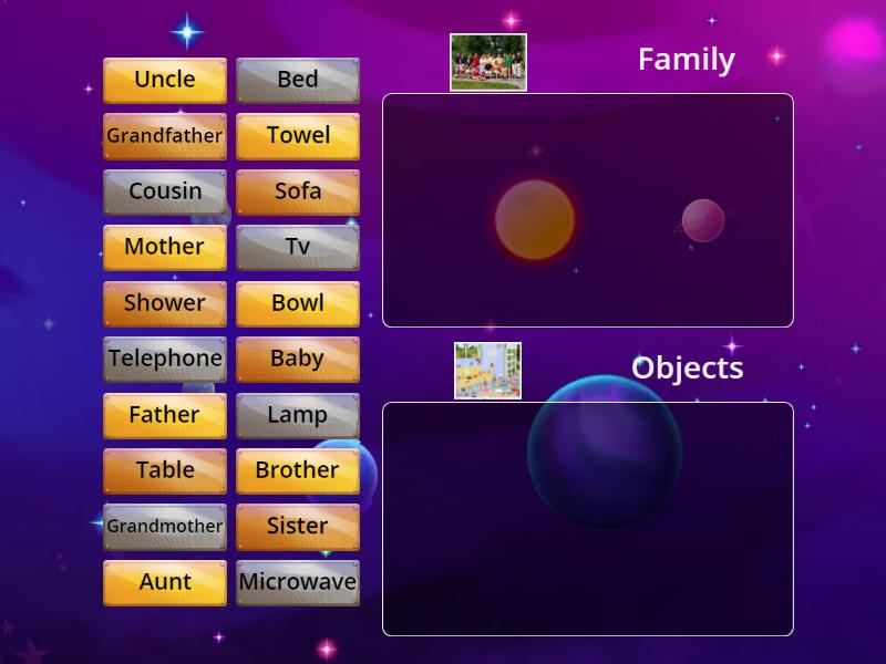 Classifying Words - Family and Objects - Ordenar por grupo