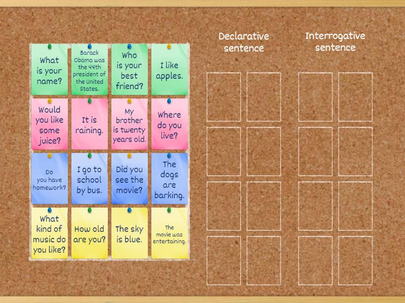 Declarative and Interrogative Sentences - Group sort