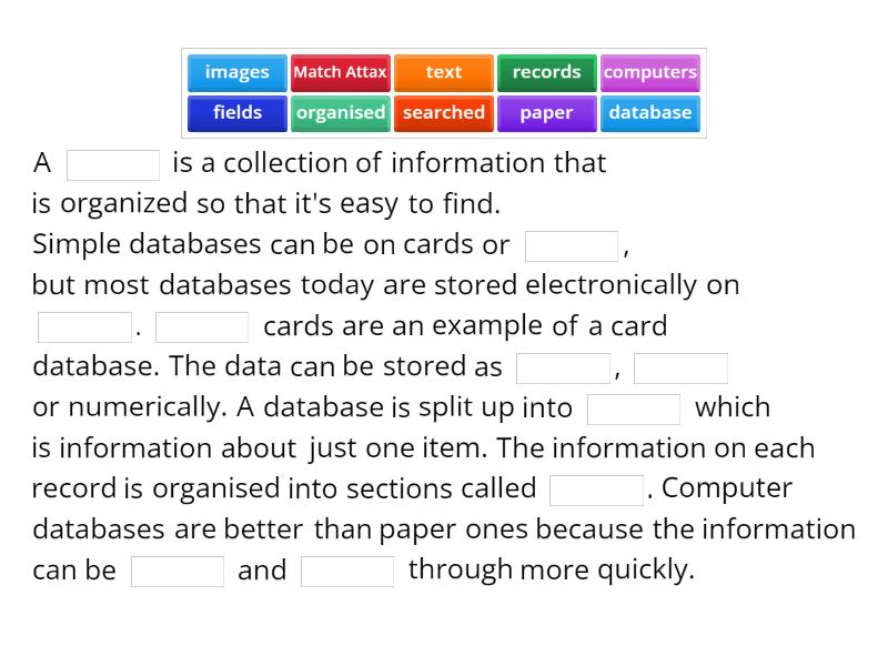 Databases - Complete the sentence
