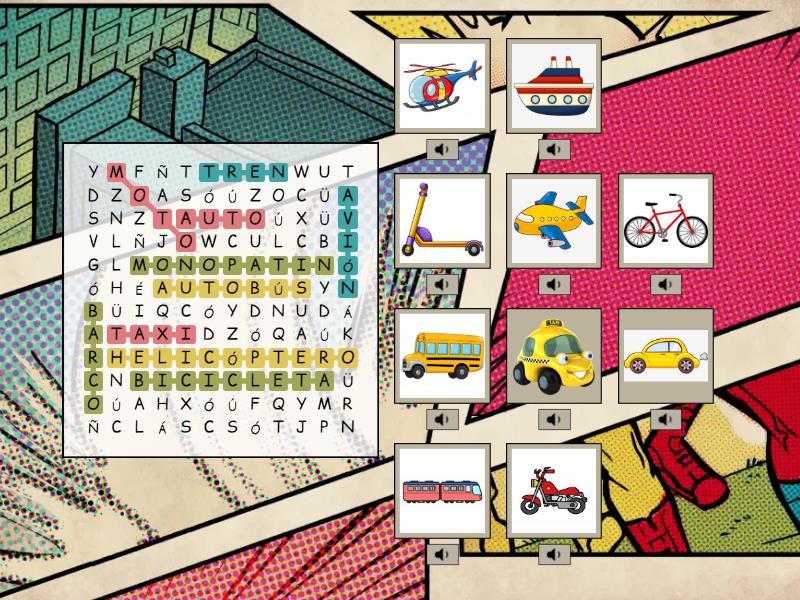 Medios de transporte - Wordsearch