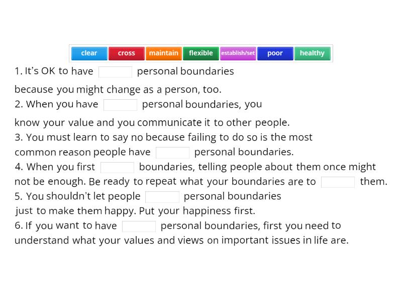 Boundaries - Complete the sentence