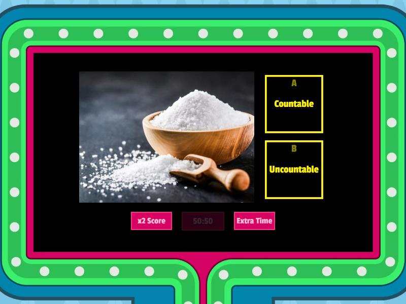 Countable and uncountable nouns - Gameshow quiz