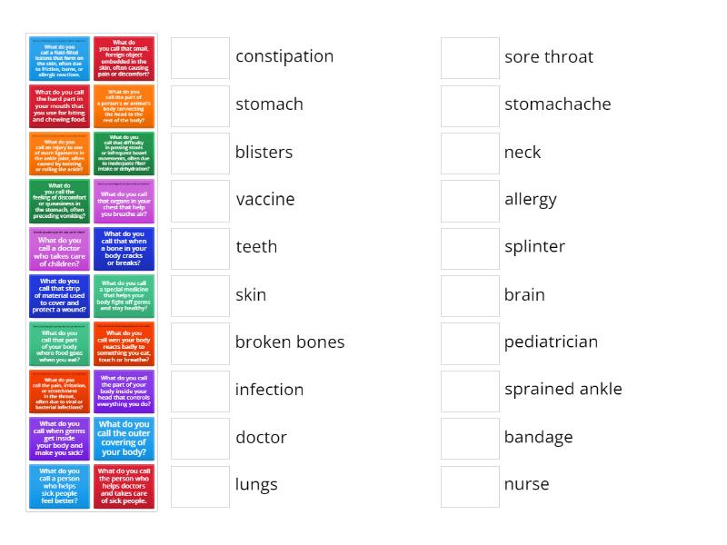 medical vocabulary part 2_DRAG AND DROP - Match up