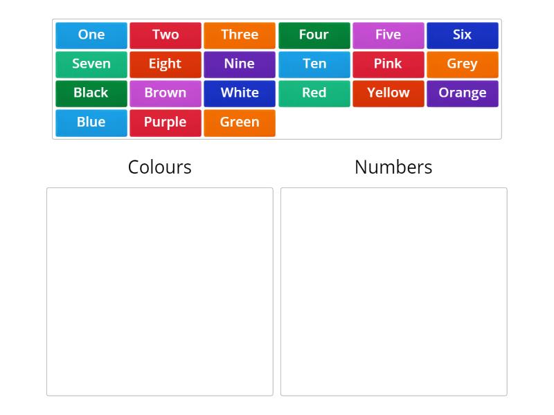 COLOURS AND NUMBERS - Categorize