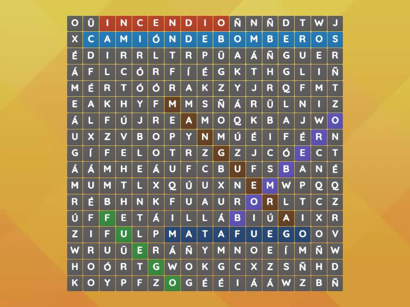 encuentra las palabras relacionadas con los incendios - Sopa de letras