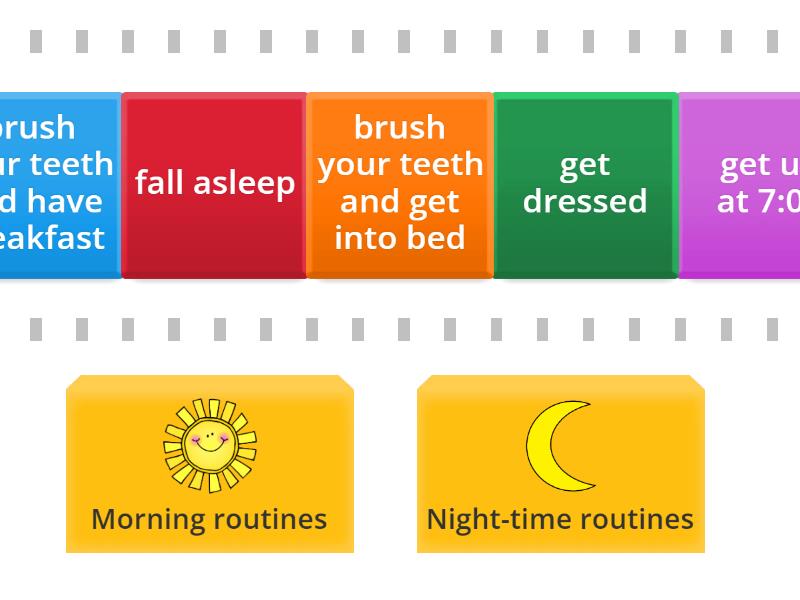Morning and night-time routines - Clasificación rápida