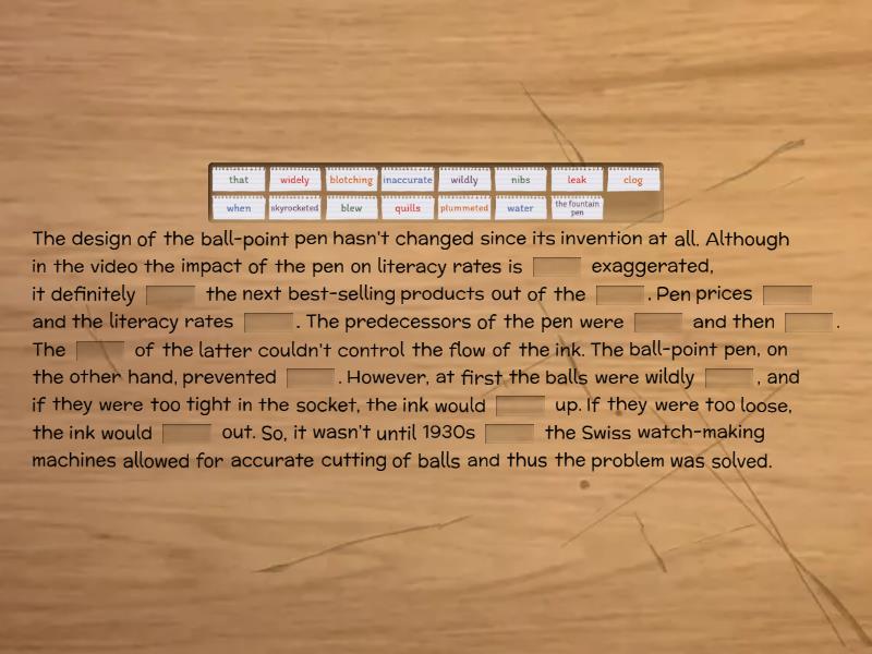 Ball-point pen - Complete the sentence