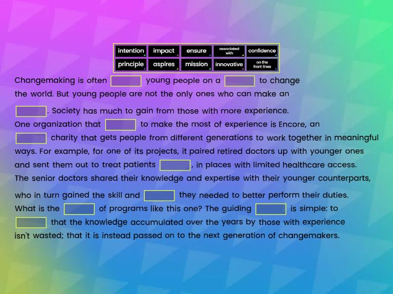 Passing the Torch (SI-A 10 Unit 2 Part 1) - Complete the sentence