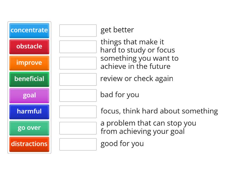 Study Habits Vocabulary - Une las parejas