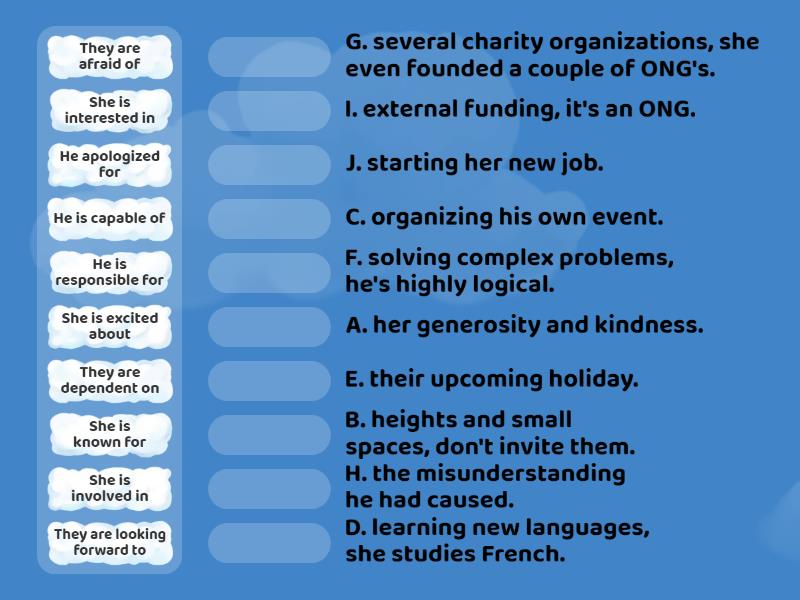 Matching Prepositional Phrases - Match up