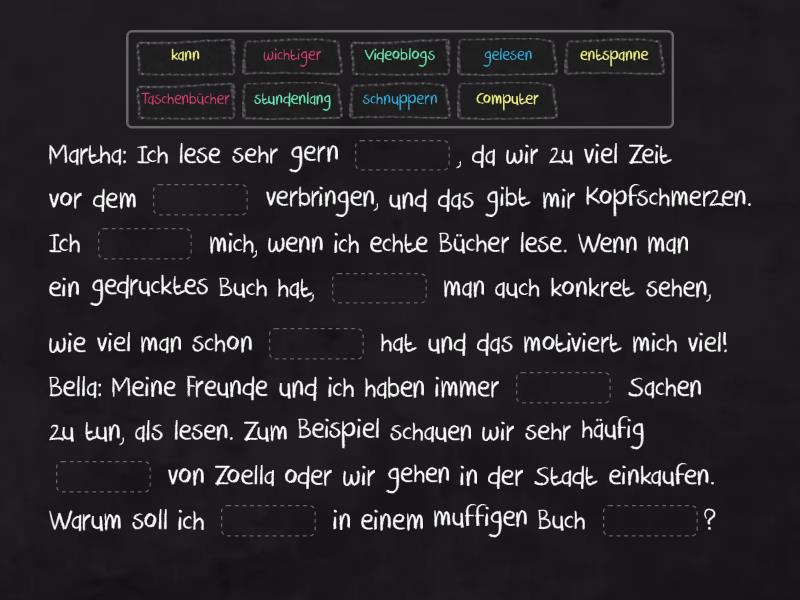 Lesen - E-books - Complete the sentence