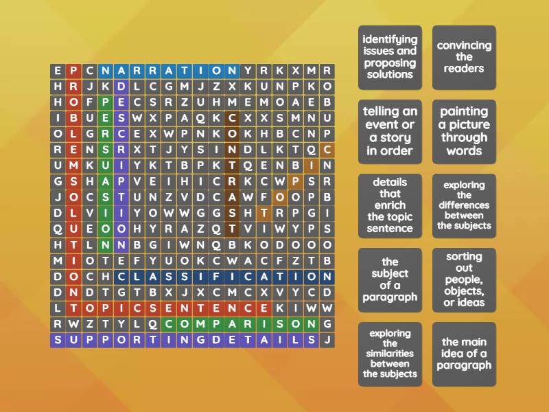 Review: The Structure of a Paragraph - Wordsearch