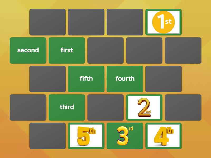 Ordinal Numbers - Matching pairs