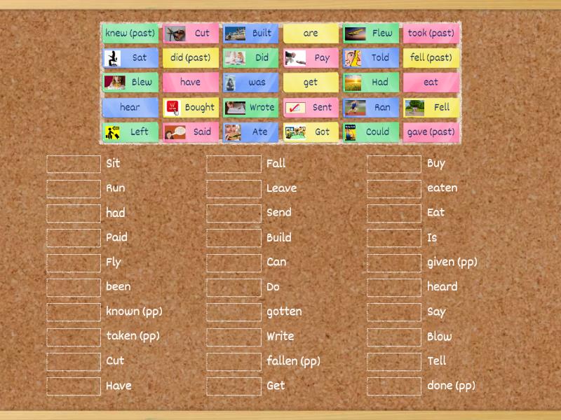 Irregular verbs in past & past participle - Une las parejas