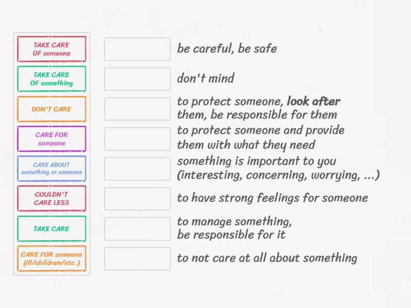 Expressions with "care" - Match up