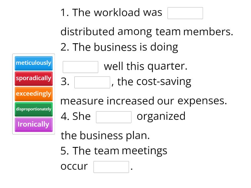 Adverbs in business (C1) Vocabulary - Complete the sentence