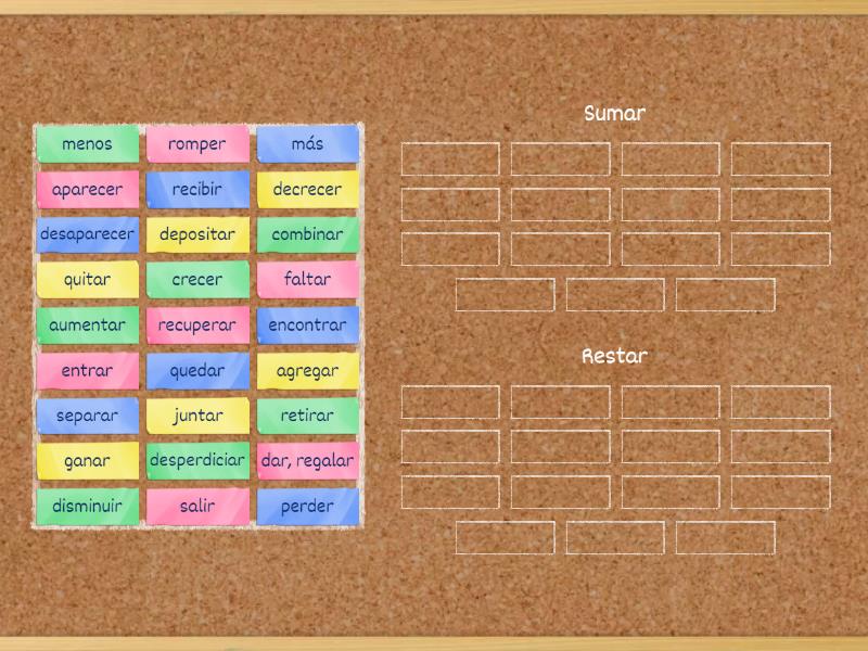 Calentamiento - Situaciones de suma y resta - Group sort