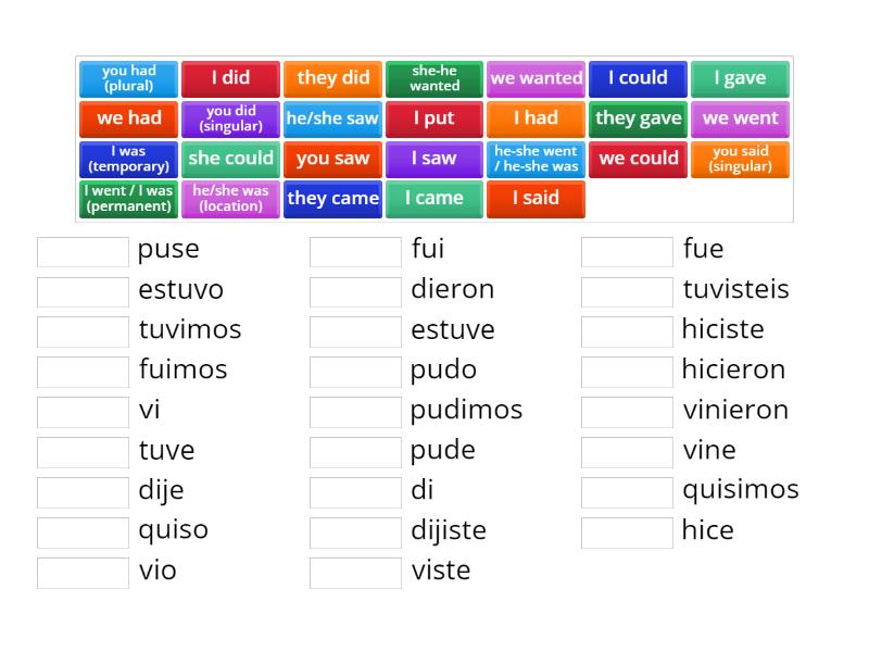 ND The preterite: irregular verbs - Match up