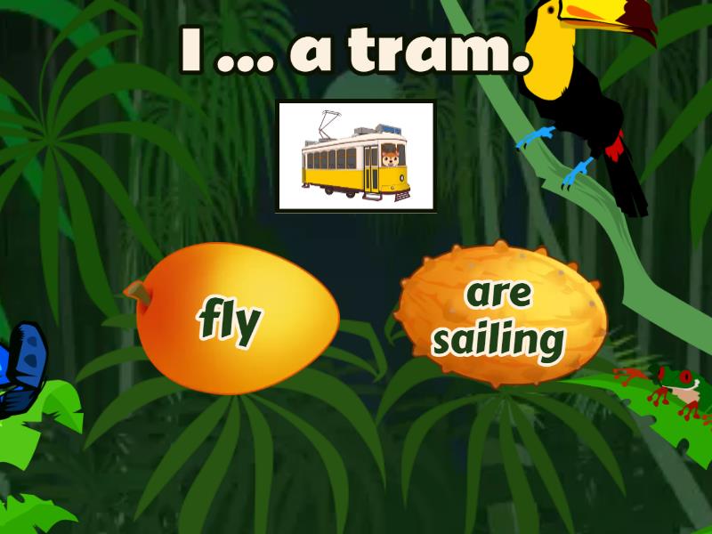 Present Continuous transport - Flying fruit