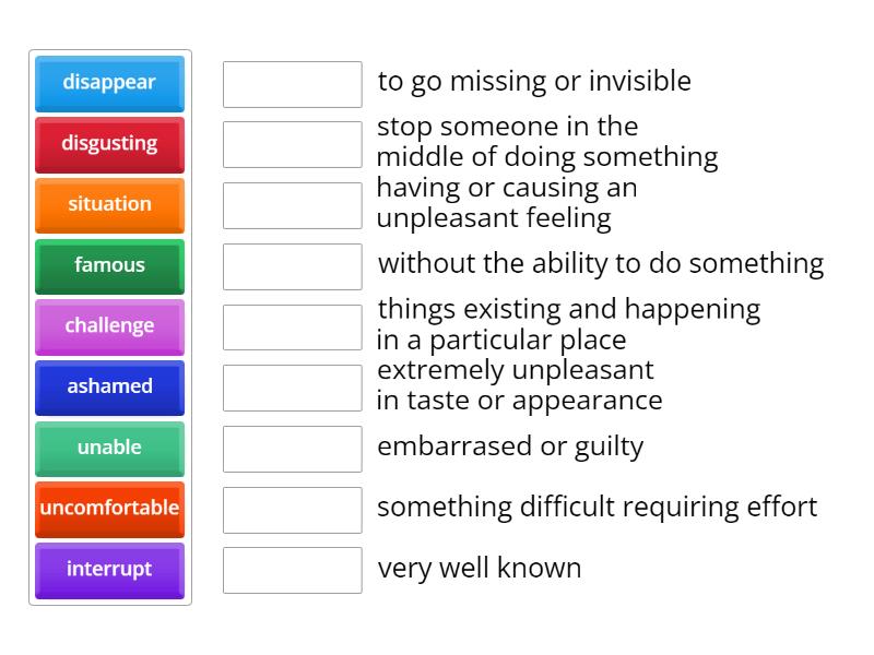 B2.3 Unit 3 Vocab 2 - Match up