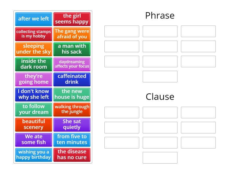 Clauses and Phrases - Group sort