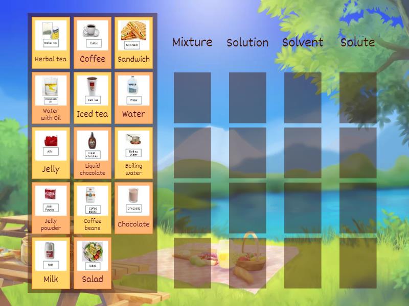 Mixture, Solution, Solvent or Solute - Group sort