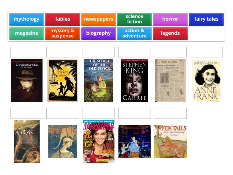 Literature genres and book types. - Match up