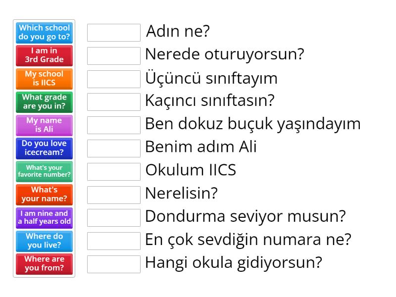 Grade 3 conversation - Match up