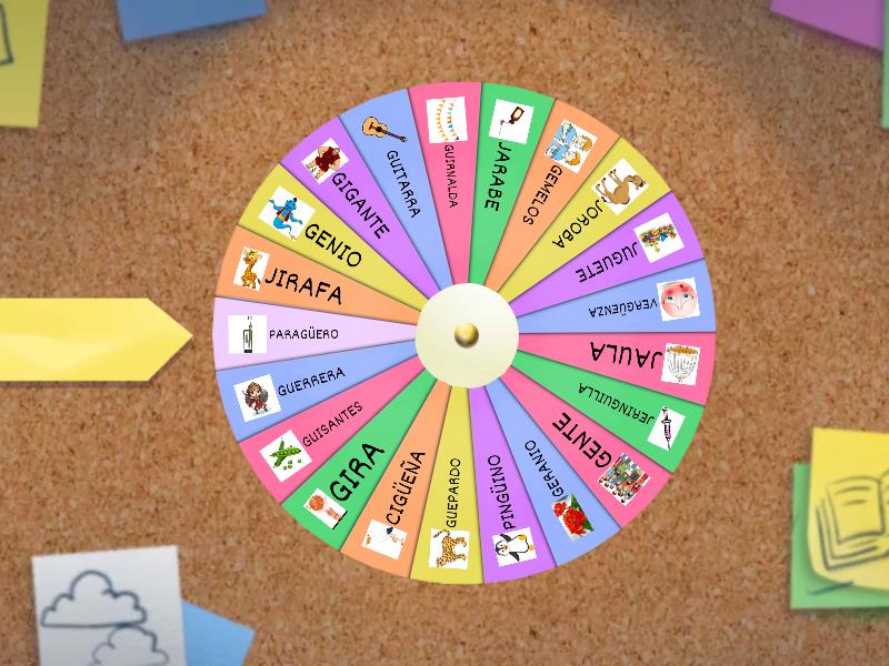 Haz oraciones con estas dos palabras - Spin the wheel
