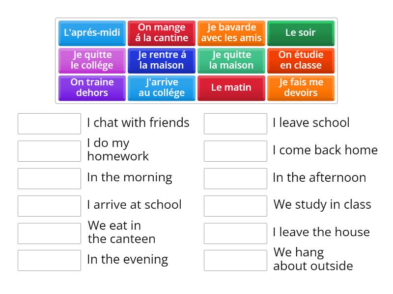 Daily Routine in French - Match up