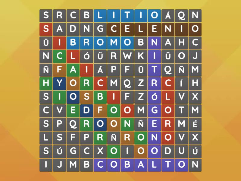 Elementos de la tabla periodica - Sopa de letras