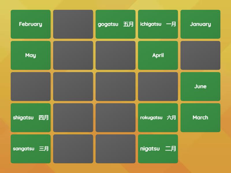 Japanese Months - Matching pairs