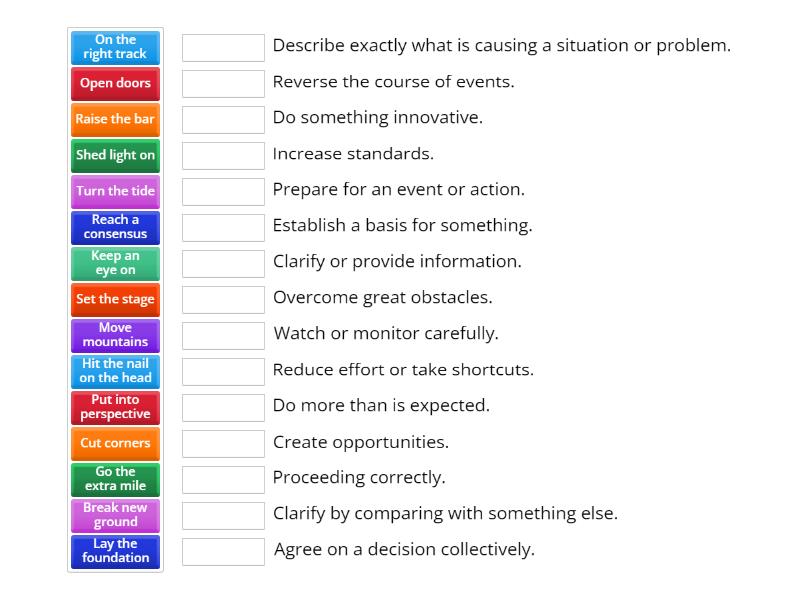 IELTS 6.5+ (idiomatic collocations ) - Match up