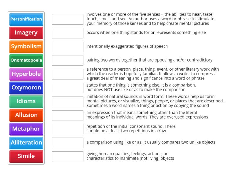 Figurative Language Warm Up - Match up