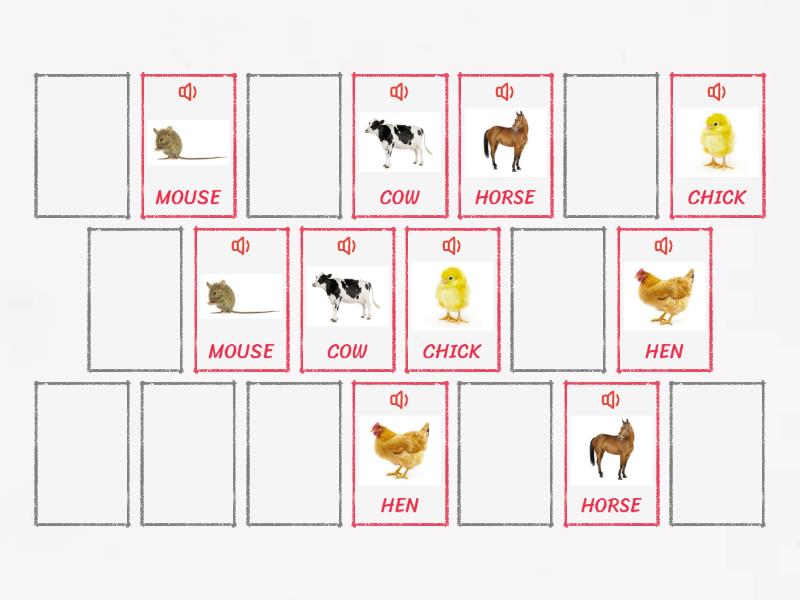Farm animals vocabulary - Matching pairs
