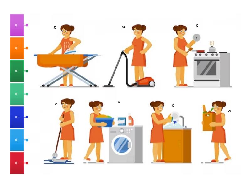 Past Continuous Chores - Labelled diagram